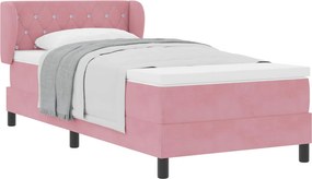 Postel s boxspringem s čelo Růžová 100 x 200 cm samet 3340327