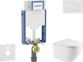Geberit Kombifix - Set předstěnové instalace, klozetu Oudee a sedátka softclose, tlačítko Sigma01, alpská bílá SANI15CA3152