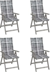 vidaXL Zahradní polohovací židle s poduškami 4 ks masivní akácie [3065377] Barva: Béžová
