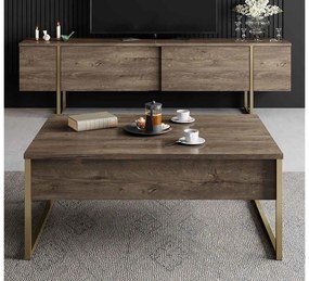 Designový konferenční stolek Hallan 90 cm ořech/zlatý
