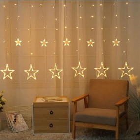 LED vánoční závěs hvězdy 2x1m, venkovní, teplé světlo, 2,7W do zásuvky, dálkové ovládání