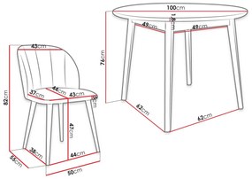 Kulatý jídelní stůl 100 cm se 4 židlemi NOWEN 1 - přírodní dřevo / béžový