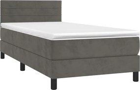 Box spring postel s matrací a LED tmavě šedá 80 x 200 cm samet 3134430
