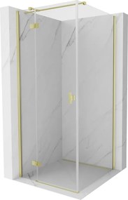 Mexen Mist HT, sprchový kout s výklopnými dveřmi levý 95 x 95 cm, čiré sklo, zlatá matná, 8A5T-095-095-55-00-L