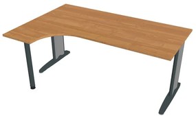 Stůl ergo oblouk pravý 180×120/80 cm - Hobis Flex FE 1800 P Dekor stolové desky: olše, Barva nohou: černá