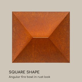 Desert Rust Square, ohniště, květináč, ocel, 52 x 46 cm, rezavý vzhled