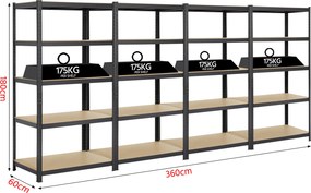 Zátěžový regál Yaheetech – 180 x 360 x 60 cm (264614322005)