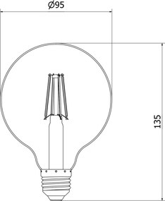 Mexen Vintis, LED žárovka E27, G95, 6W, Teplá - 2700K, 510 lm, kouřová - L157-E27-0627-70
