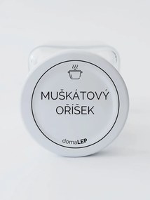 Samolepka na kořenky MUŠKÁTOVÝ OŘÍŠEK průhledná 5 cm základní písmo