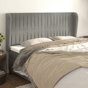 Čelo postele typu ušák světle šedé 203x23x118/128 cm samet 3118260