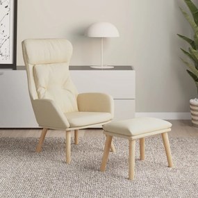 Relaxační křeslo s podnožkou krémové textil 3097752