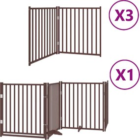 Zábrana pro psy s dvířky skládací 10 panelů hnědá 800 cm topol 3155751