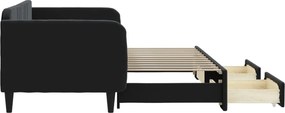 Válenda s přistýlkou a zásuvkami černá 90 x 200 cm samet 3197115