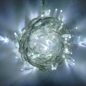 LED tekoucí světlo, 6 m, ledově bílá, 96 diod, čirý kabel IP44, 24V