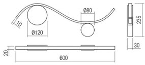 Redo 01-3109 - LED Nástěnné svítidlo WAVE LED/9W/230V mosaz