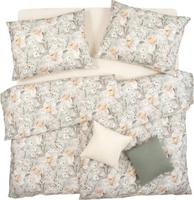 SCANquilt povlečení SATÉN DESIGN narcisy mentolovobílá 140 x 200/70 x 90 cm