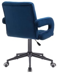 LuxuryForm Židle  BOSTON VELUR na černé podstavě s kolečky -  modrá