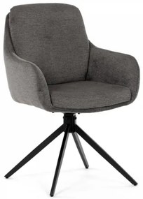 Jídelní židle 180° otočná lanýžová voděodolná látka, černý kov DCH-P3174 GREY2