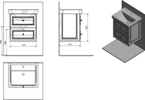 Sapho Sapho, VIOLETA umyvadlová skříňka 53,5x52x42,5cm, bílá (VI062), VI060-3131