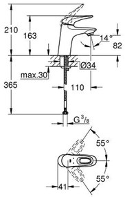 Grohe Eurostyle - Páková umyvadlová baterie stojánková, chrom 32468003