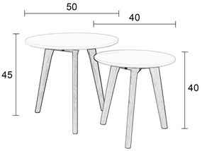 White Label Set dvou konferenčních stolků WLL BODINE 40/50 cm