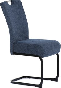 Jídelní židle BRIGITTE - modrá látka / černé kovové nohy
