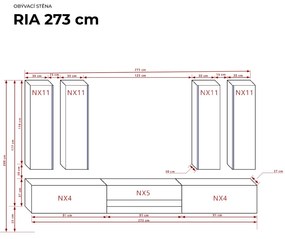 Ral Obývací stěna RIA 273 cm - Černý lesk