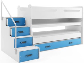 BMS Group Dětská multifunkční postel s přistýlkou a vysouvacím stolem MAX 1 200x80 modrá Modrá