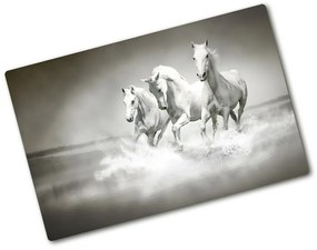 Wallmuralia Kuchyňská deska skleněná Bílí koňě 80x52 cm
