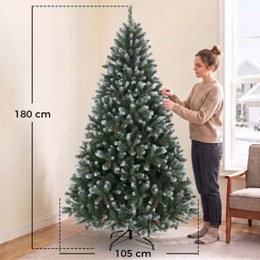 HOMCOM umělý vánoční stromek 180 cm se sněhovým efektem a 59 šiškami