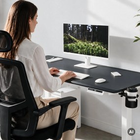 Elektrický stůl s nastavitelnou výškou ergonomický bílo-antracitový,1600x800 mm: ARIA