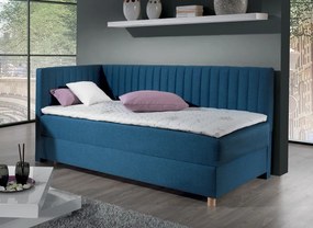 NEW DESIGN postele Rohová postel boxspring NOVO s úložným prostorem a čely, 80×200 cm, matrace a rošt v ceně Velikost postele: 80 × 200 cm, Strana: P…