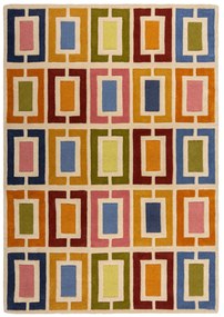 Flair Rugs, Ručně všívaný kusový koberec Illusion Retro Blocks Multi, 80x150, vícebarevná, dětský pokoj