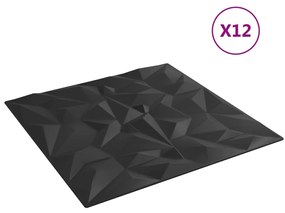 Nástěnné panely 12 ks černé 50 x 50 cm XPS 3 m² ametyst - Default Title