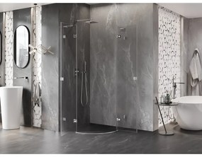 Mexen Lunar, L půlkruhový výklopný sprchový kout 70 x 70 cm, 8mm čiré sklo, chromový profil, 833L-070L-070P-01-00