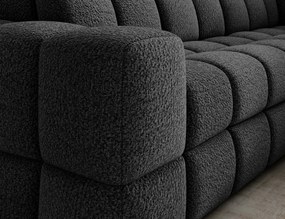 Rohová sedací souprava Bronon s funkcí spaní a úložným prostorem, tmavě šedé bouclé, pravé provedení