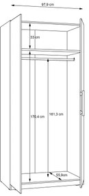 Šatní skříň MARO 100x213 cm dub artisan