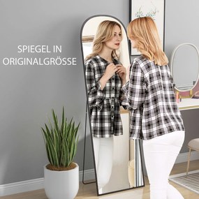HOMCOM Celoplošné zrcadlo 1615 x 50 cm Stojací zrcadlo s rámem z hliníkové slitiny do obývacího pokoje Ložnice Černá | Aosom.de