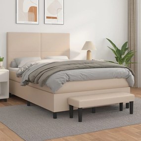 Box spring postel s matrací cappuccino 140x190 cm umělá kůže