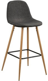 OnaDnes -20% Scandi Tmavě šedá látková barová židle Wanda 73 cm s dubovou podnoží