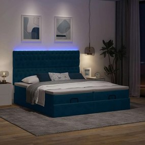 Osmanský rám postele s matracíes tmavě modrá 160x200cm samet 3314637