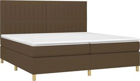Box spring postel s matrací a LED tmavě hnědá 200x200 cm textil 3135624