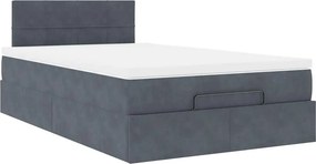 Osmanská postel s matrací &amp; LED tmavě šedá 120x190cm samet 3312609