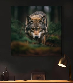 Obraz na plátně - Vlk číhajíc v houštině FeelHappy.cz Velikost obrazu: 100 x 100 cm