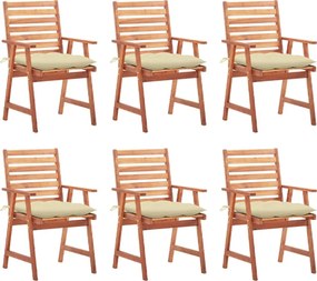 vidaXL Zahradní jídelní židle 6 ks s poduškami masivní akáciové dřevo [3078367] Barva: krémová