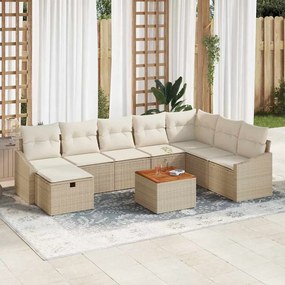 Sada zahradních pohovek 9 ks Béžová polyratan 3359582