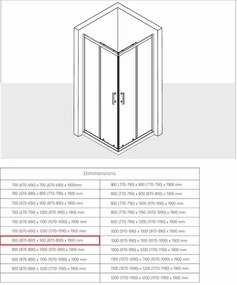 Erga Tucson, sprchový kout s posuvnými dveřmi 90(dveře) x 90(stěna) x 190 cm, 6mm čiré sklo, chromový profil, ERG-S02-TUCSON-D090D090-CL-CR