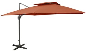 Boční zahradní slunečník s dvojitou stříškou 300x300cm terakota 312382