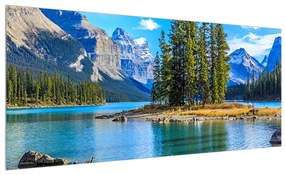 Obraz horské krajiny s řekou (100x40 cm)
