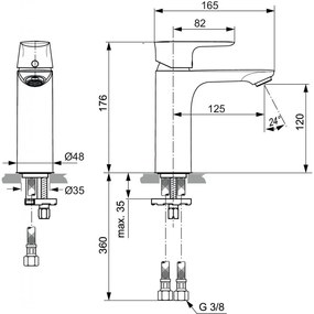 Ideal Standard Connect Air - Umyvadlová baterie Grande bez odtokové garnitury, kartáčovaná zlatá A7055A2